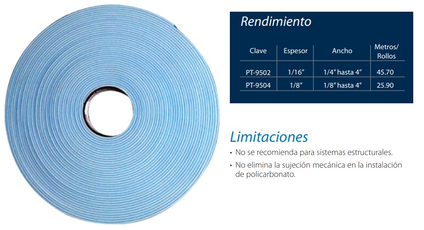Cinta Polytape para policarbonato