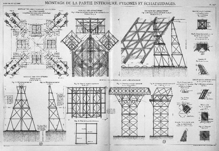 Materiales y detalles estructurales de la Torre Eiffel.